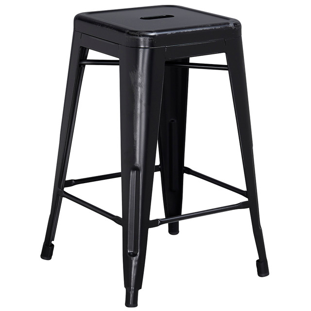 24'' Black Distressed Backless Industrial Style Outdoor Patio Counter ...