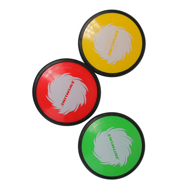 Set of 3 Red,Green & Yellow Floating Swimming Pool Disc Skippers 4 ...