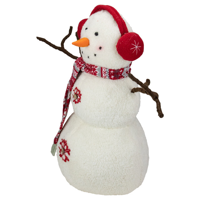 21.5-Inch White & Red Snowflake Sherpa Plush Snowman Christmas ...