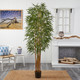 7' Artificial Curved Slim Bamboo Silk Tree with Black Pot | Christmas ...