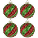 Glitter Lattice Striped Christmas Glass Ball Ornaments - 3" (80mm ...