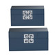 Set of 2 Navy Blue Contemporary Decorative Boxes 11.25" | Christmas Central