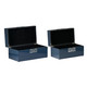 Set of 2 Navy Blue Contemporary Decorative Boxes 11.25" | Christmas Central