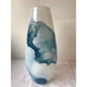 17" Cloud White & Blue Splash Hand Blown Glass Vase | Christmas Central