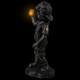 18" Black & Bronze Boy with Cell Phone Solar Powered Outdoor Garden ...