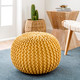 20" x 14" Hermosa Mustard Yellow Hand Crafted Cotton Round Pouf Ottoman ...