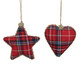 Set of 2 Red Plaid Heart & Star Shatterproof Christmas Ornaments 5 ...