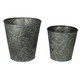 Set of 2 Patina Leaf Motif Planter Buckets 11" | Christmas Central