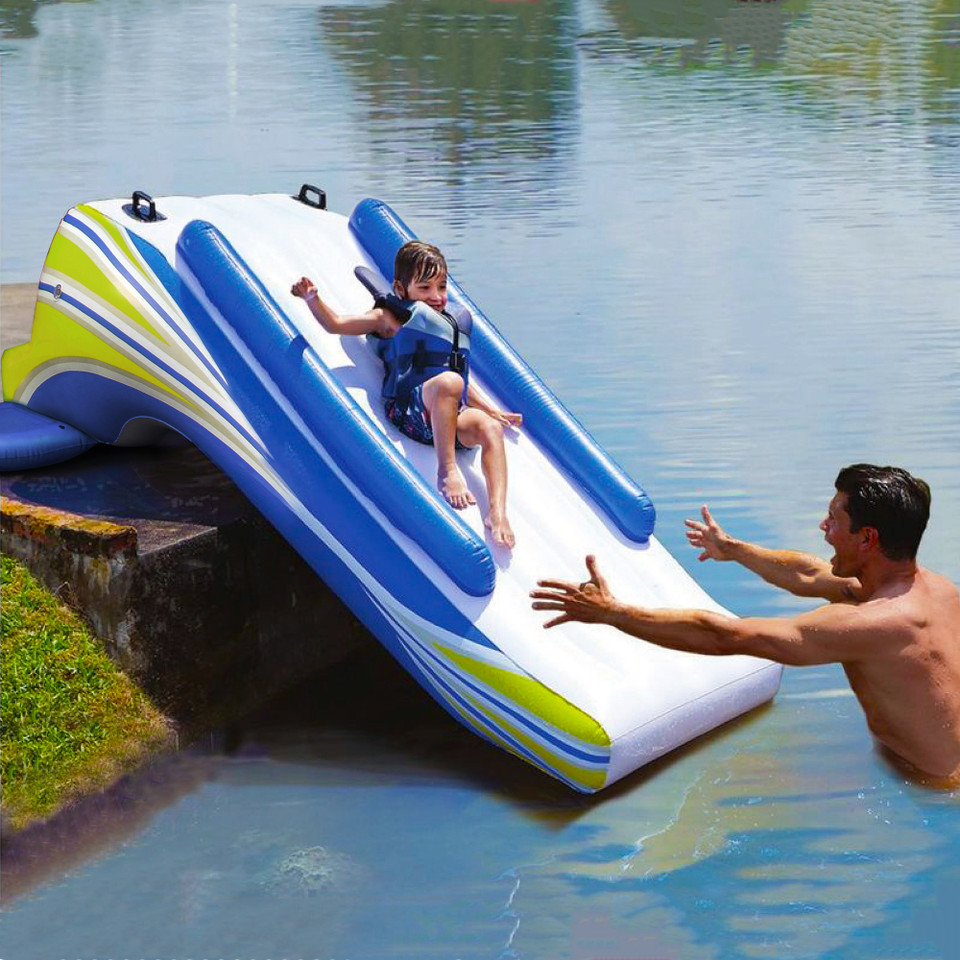 106.25" Blue & Yellow Inflatable Swimming Pool Slide | Christmas Central