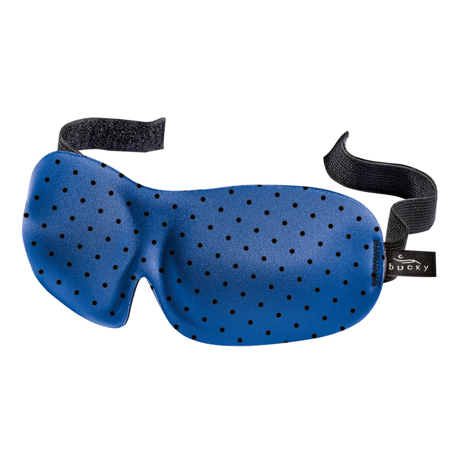 9.5" Blue & Black Polka Dot Adjustable Polyester Sleeping Eye Mask ...