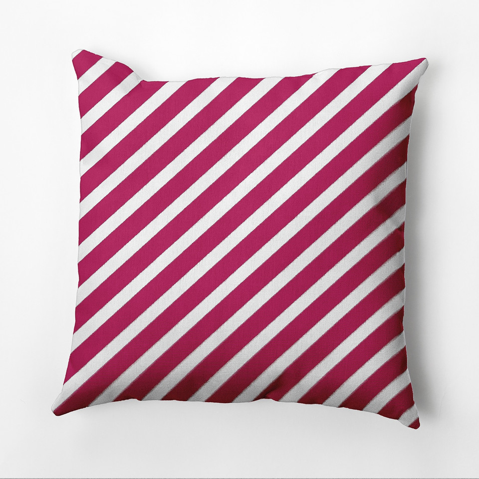 18" Pink & White Classic Diagonal Striped Throw Pillow - Down ...