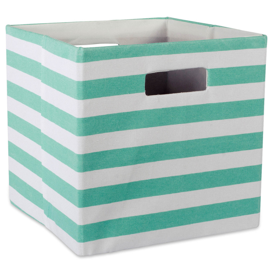 Aqua Blue Polyester Cube Storage Bin 13" | Christmas Central