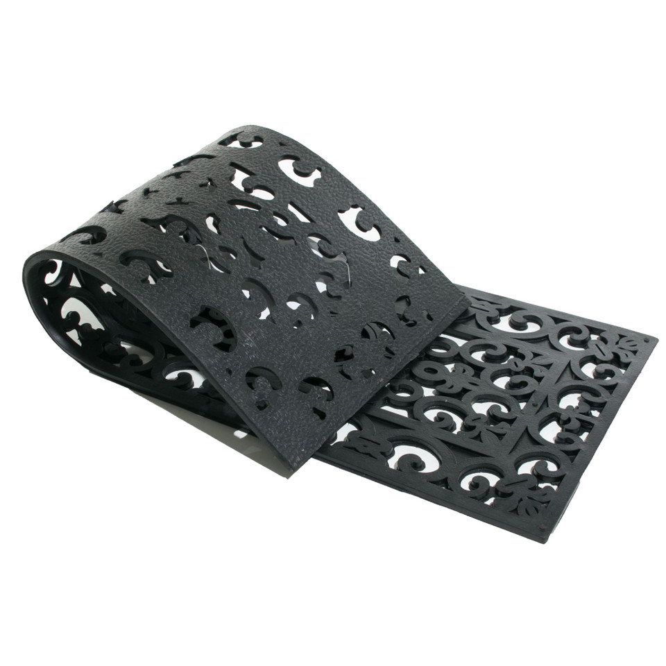 Black Rectangular Skid Free Rubber Stair Mat - 30" x 9" | Christmas Central