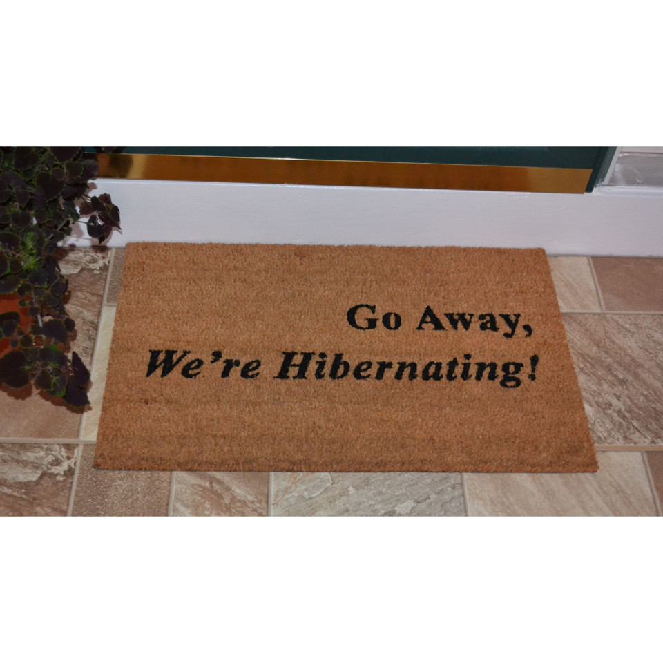 Rectangular Skid Free Coir Doormat with Hibernating Design 30" x 18 ...