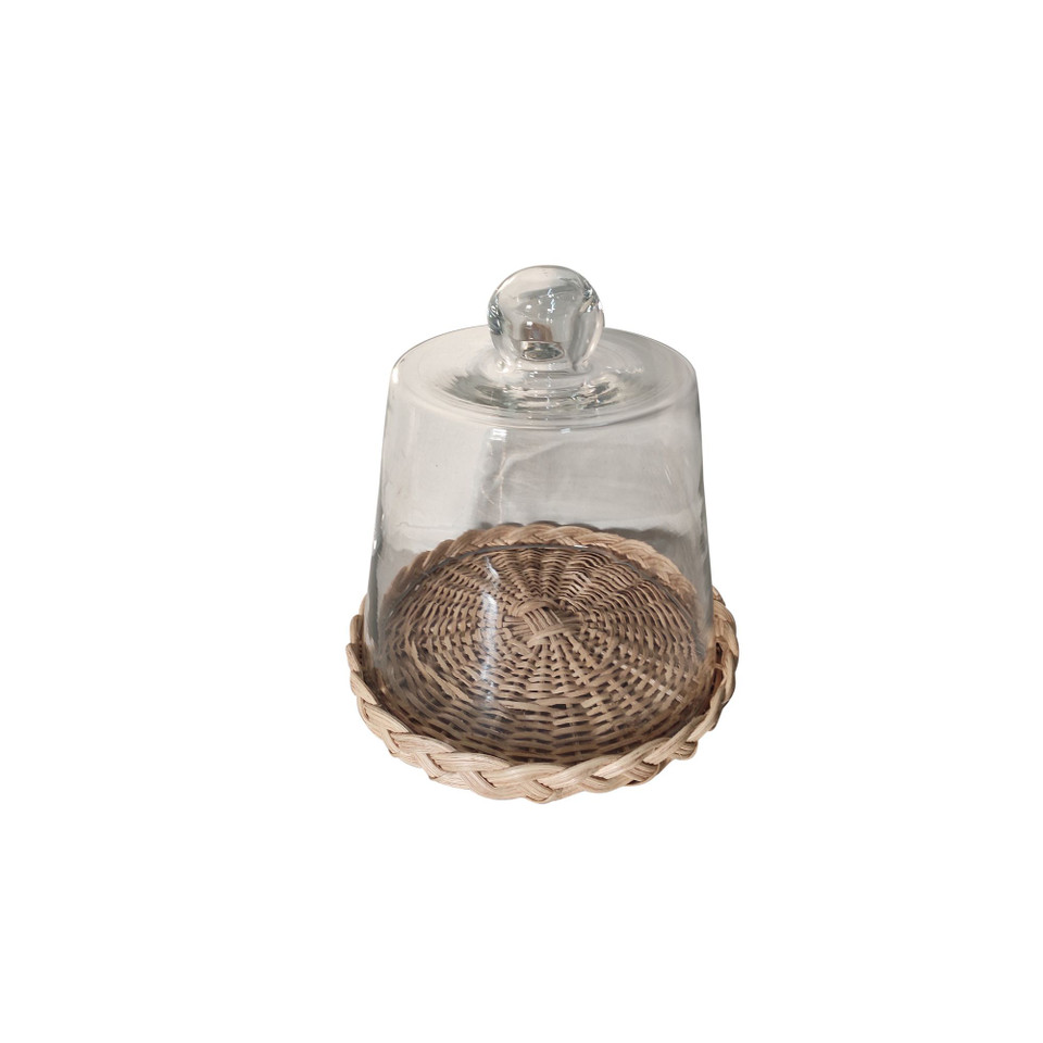 8" Clear Glass Contemporary Food Dome with Cane | Christmas Central