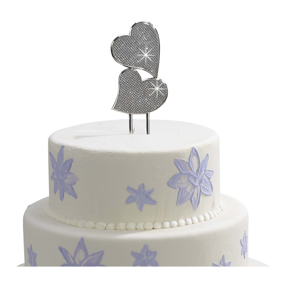 7" Silver Couple Heart Cake Topper | Christmas Central