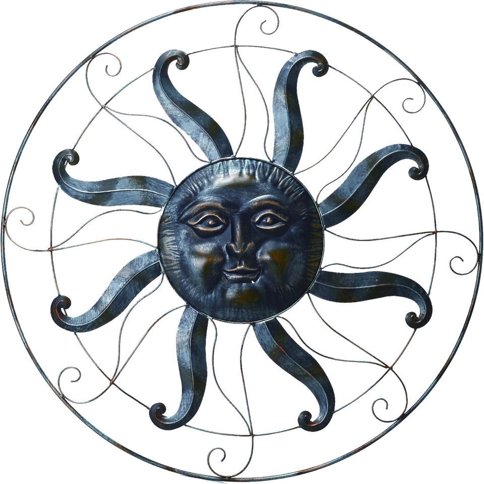 36" Bronze Contemporary Sun Face Outdoor Wall Decor | Christmas Central