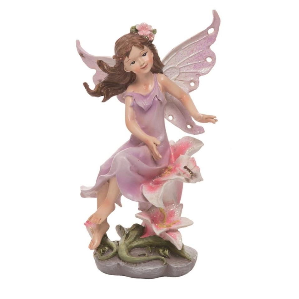 7" Pink & Green Spring Fairy on Flower Tabletop Figurine | Christmas ...