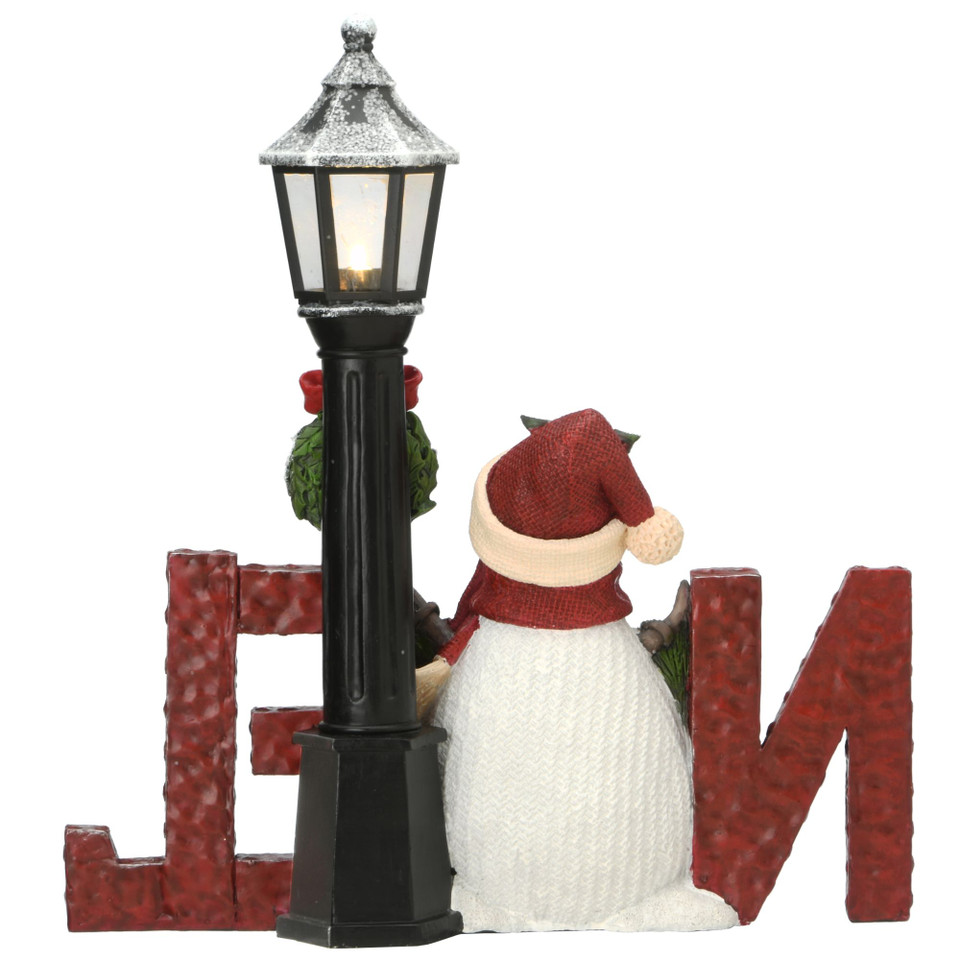 12" LED Lighted Snowman with Lamppost Christmas Tabletop Decoration ...