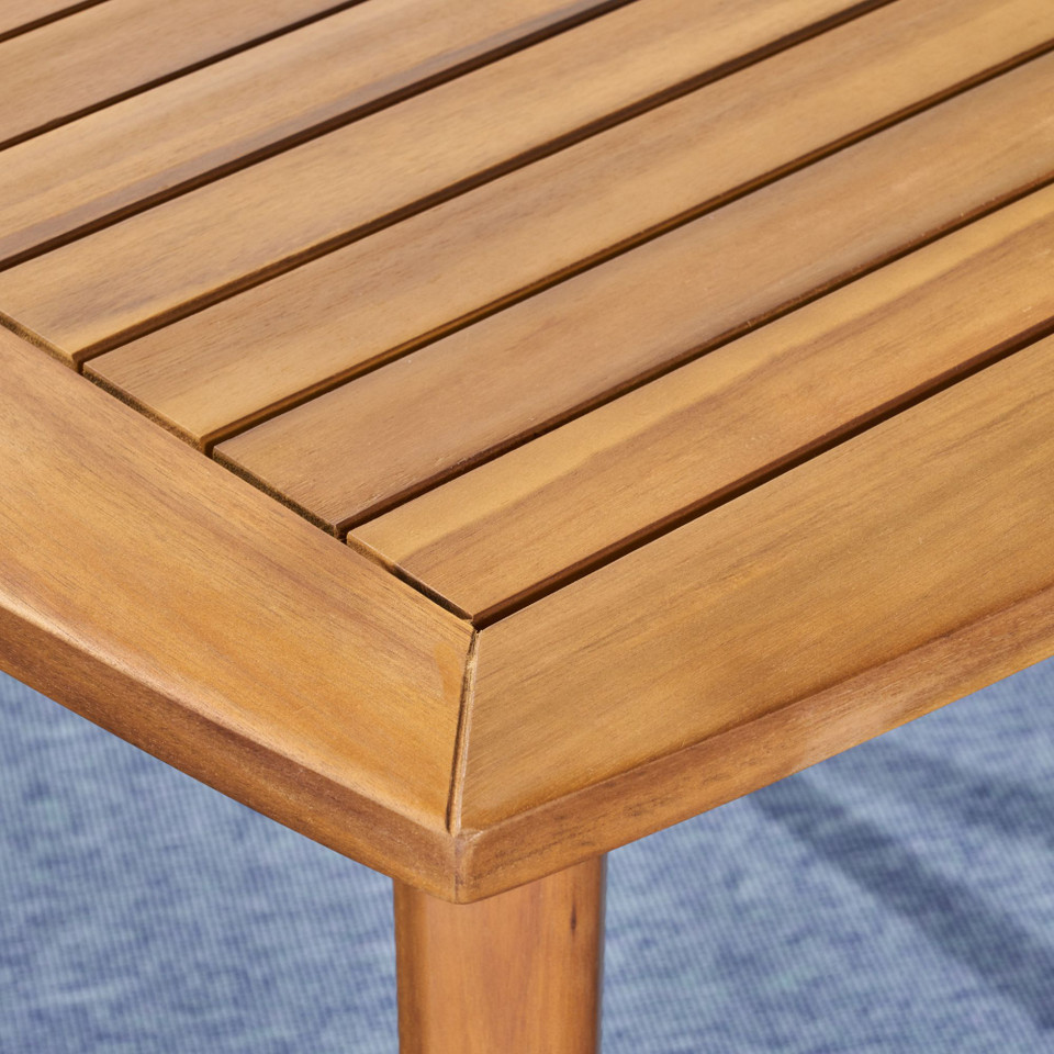 35.50" Teak Brown Contemporary Square Outdoor Dining Table | Christmas ...