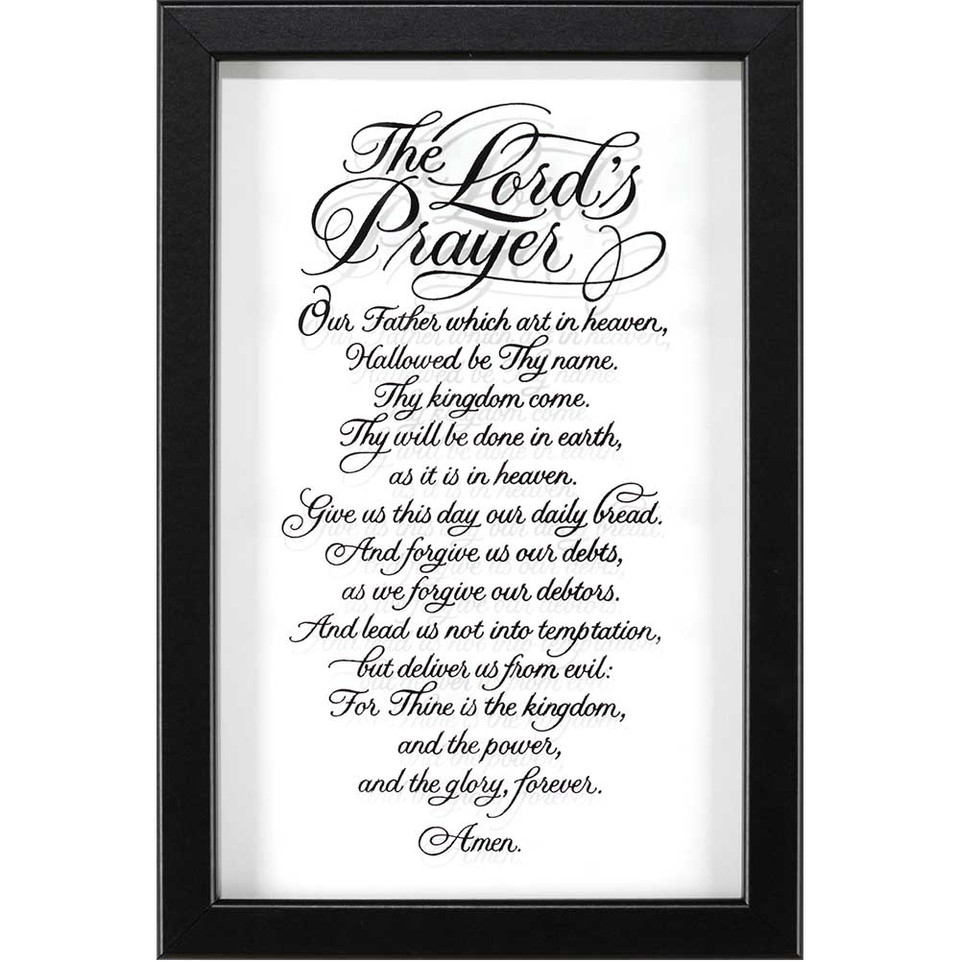 The Lord's Prayer Calligraphy Black Silhouette 10 x 15 Wood Wall Sign ...