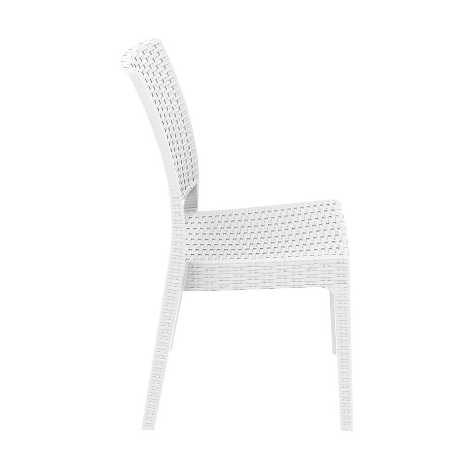 34" White Patio Wickerlook Stackable Dining Chair | Christmas Central