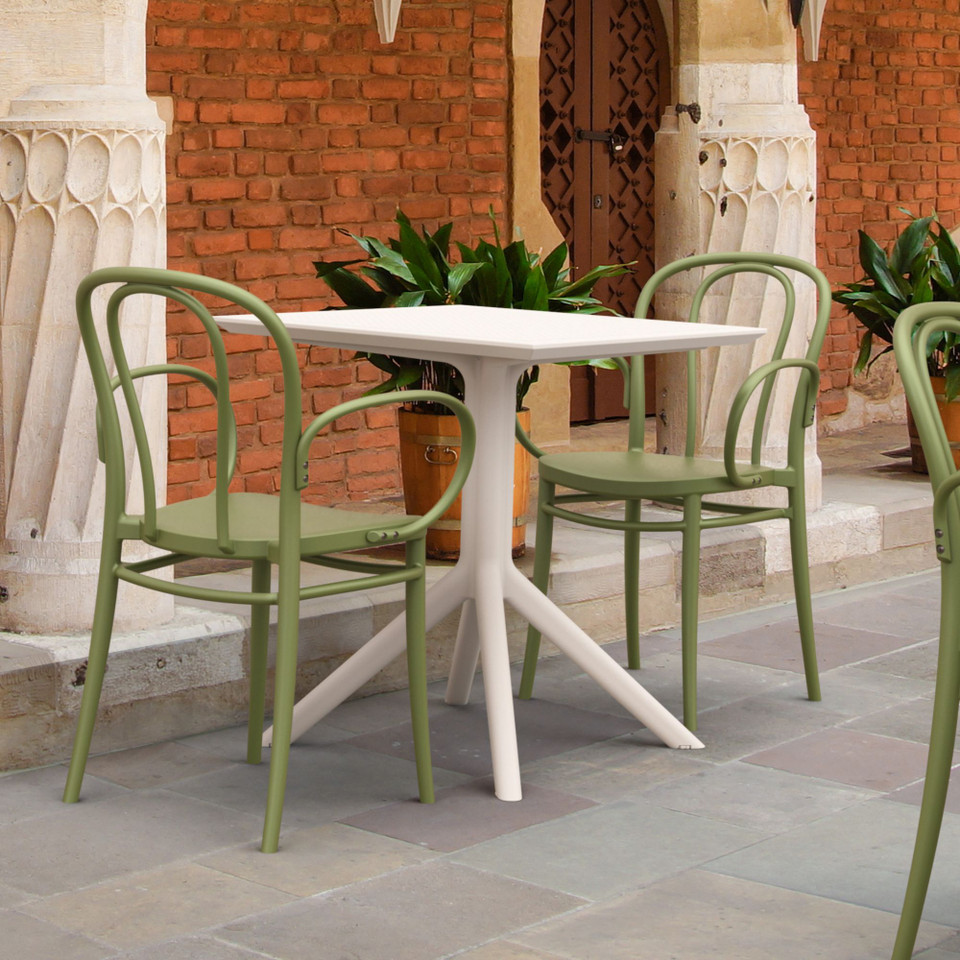 33.5" Olive Green Stackable Patio XL Dining Armchair | Christmas Central