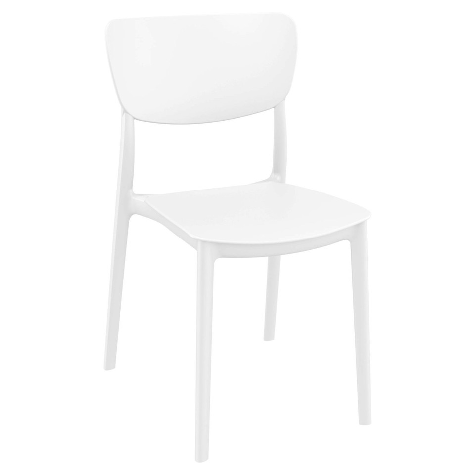 33" White Solid Stackable Patio Dining Arm Chair | Christmas Central