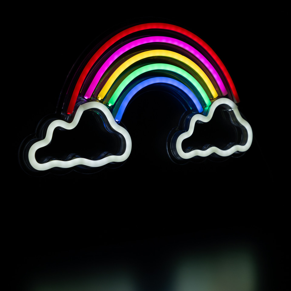 15.75" LED Neon Style Rainbow & Clouds Wall Sign | Christmas Central