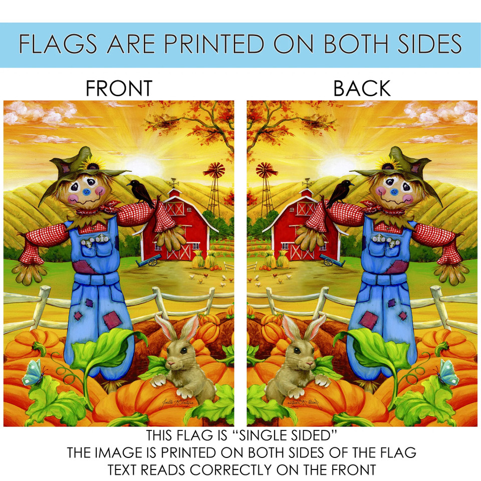 Scarecrow & Rabbit Fall Harvest Outdoor Garden Flag 18" x 12.5 ...