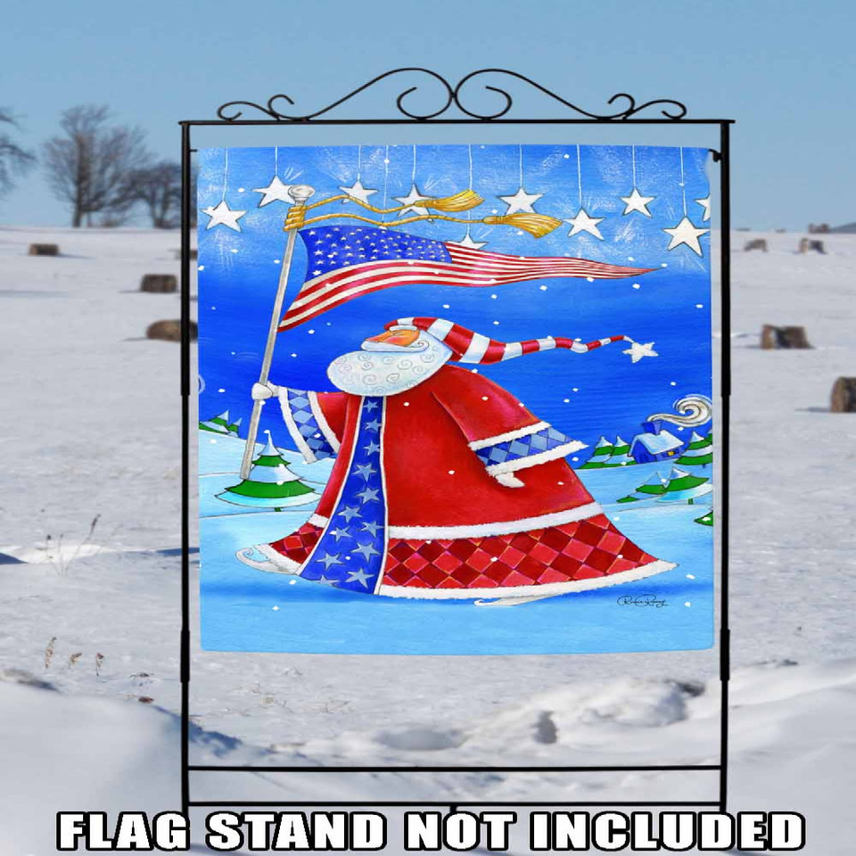 Patriotic Santa Outdoor House Flag 40" x 28" | Christmas Central