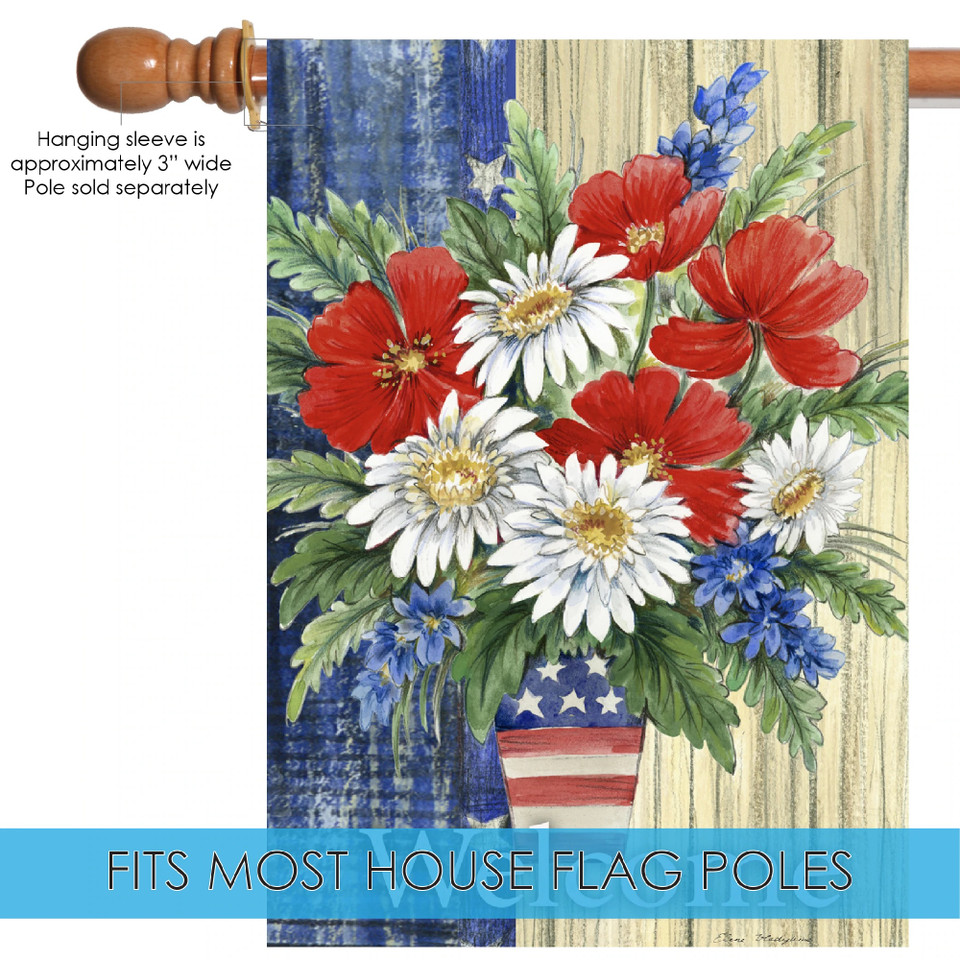 Patriotic Bouquet Outdoor House Flag 40" x 28" | Christmas Central