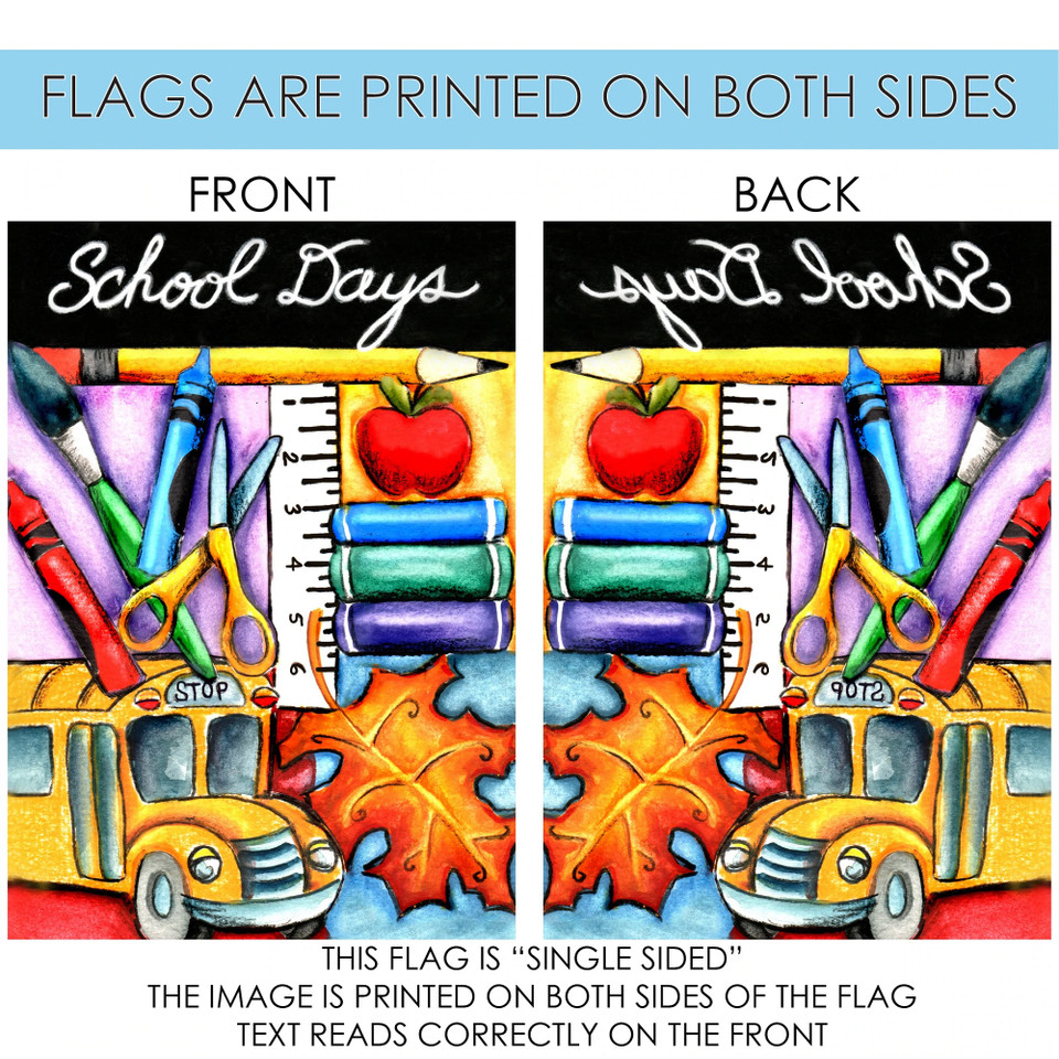 Welcome Back "School Days" Outdoor House Flag 40" x 28" | Christmas Central