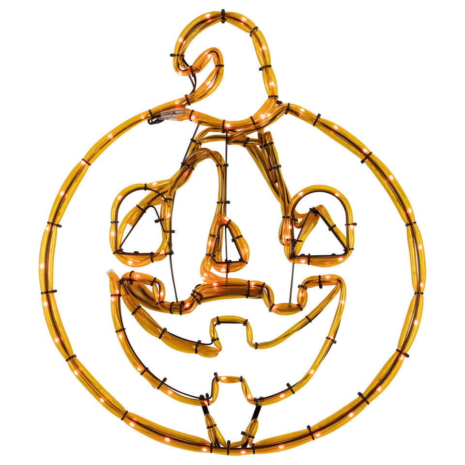 18" Lighted Pumpkin with 4 Function Controller Window Silhouette ...