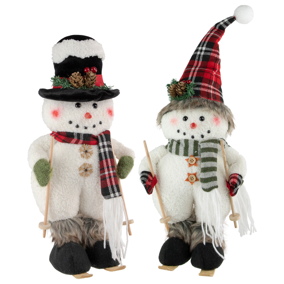 Winter Skiing Snowmen Christmas Figures - 15" - Set of 2 | Christmas ...