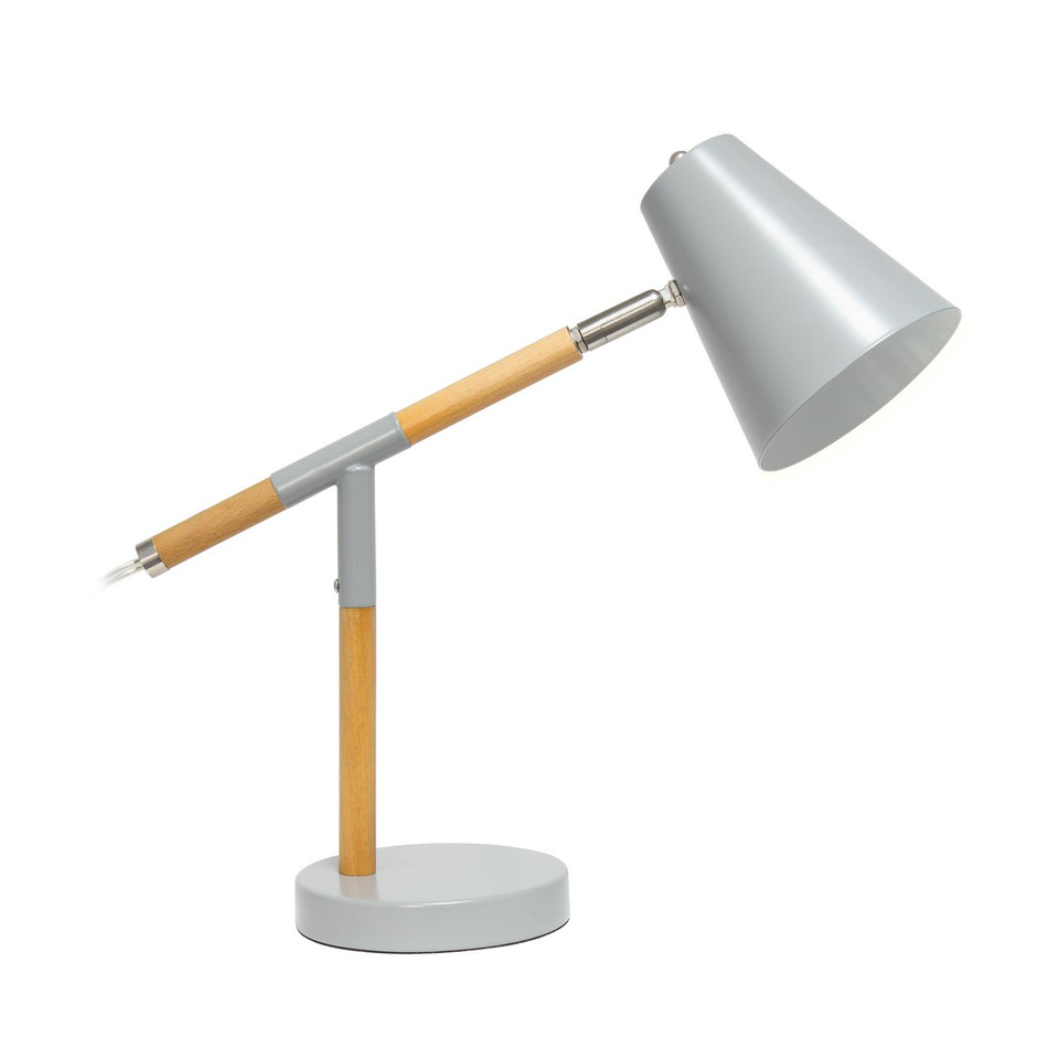 Adjustable Wooden Pivot Desk Lamp - 16" - Matte Gray & Brown ...