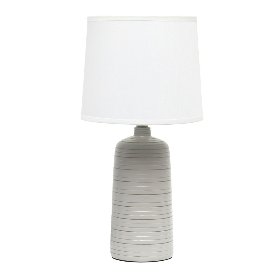 Linear Ceramic Table Lamp with Drum Shade - 15.75" - Taupe Gray & White ...