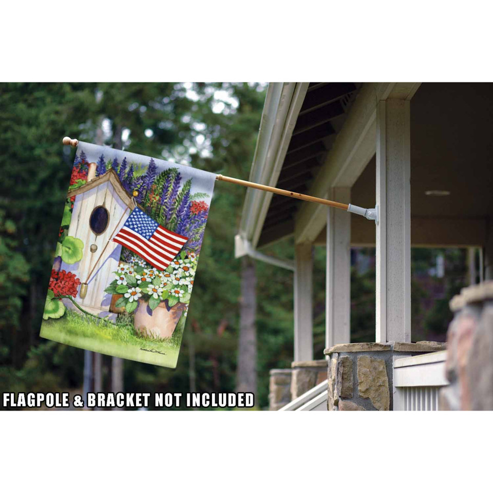 Patriotic Flag Flying Birdhouse Outdoor House Flag 40" x 28 ...