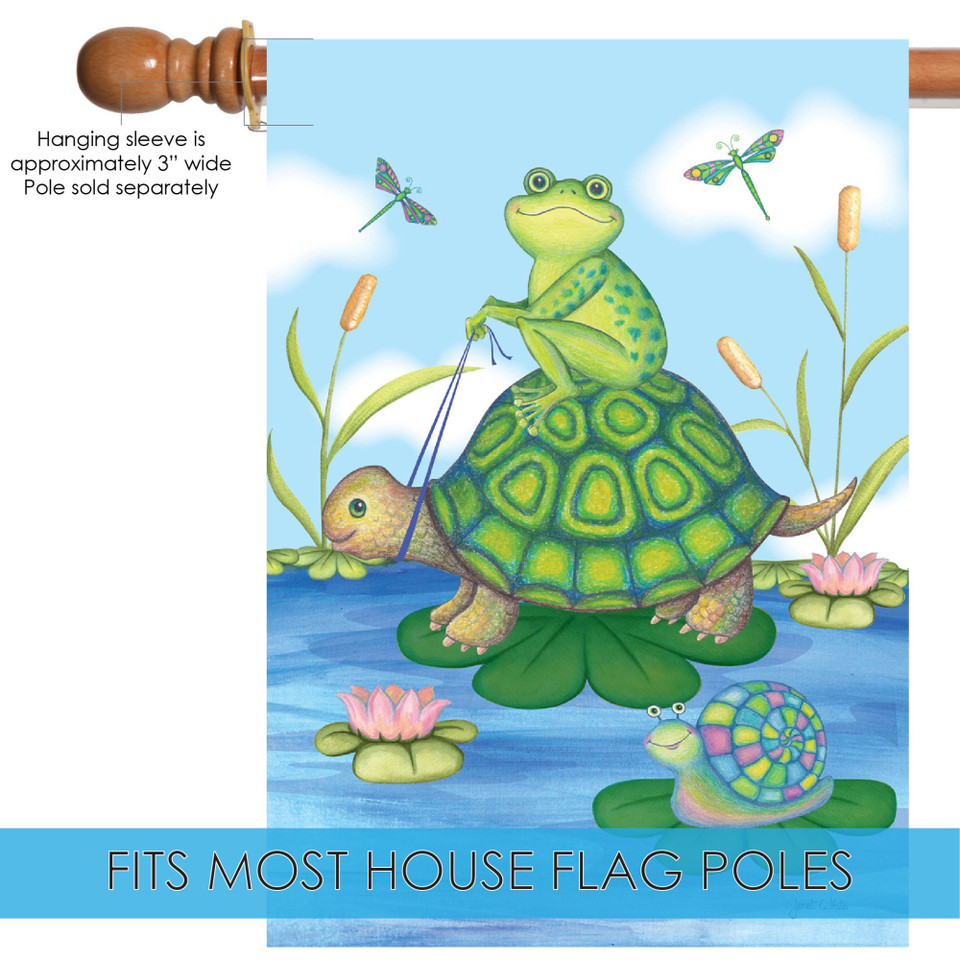 Green & Blue Pond Pals Outdoor House Flag 40" x 28" | Christmas Central
