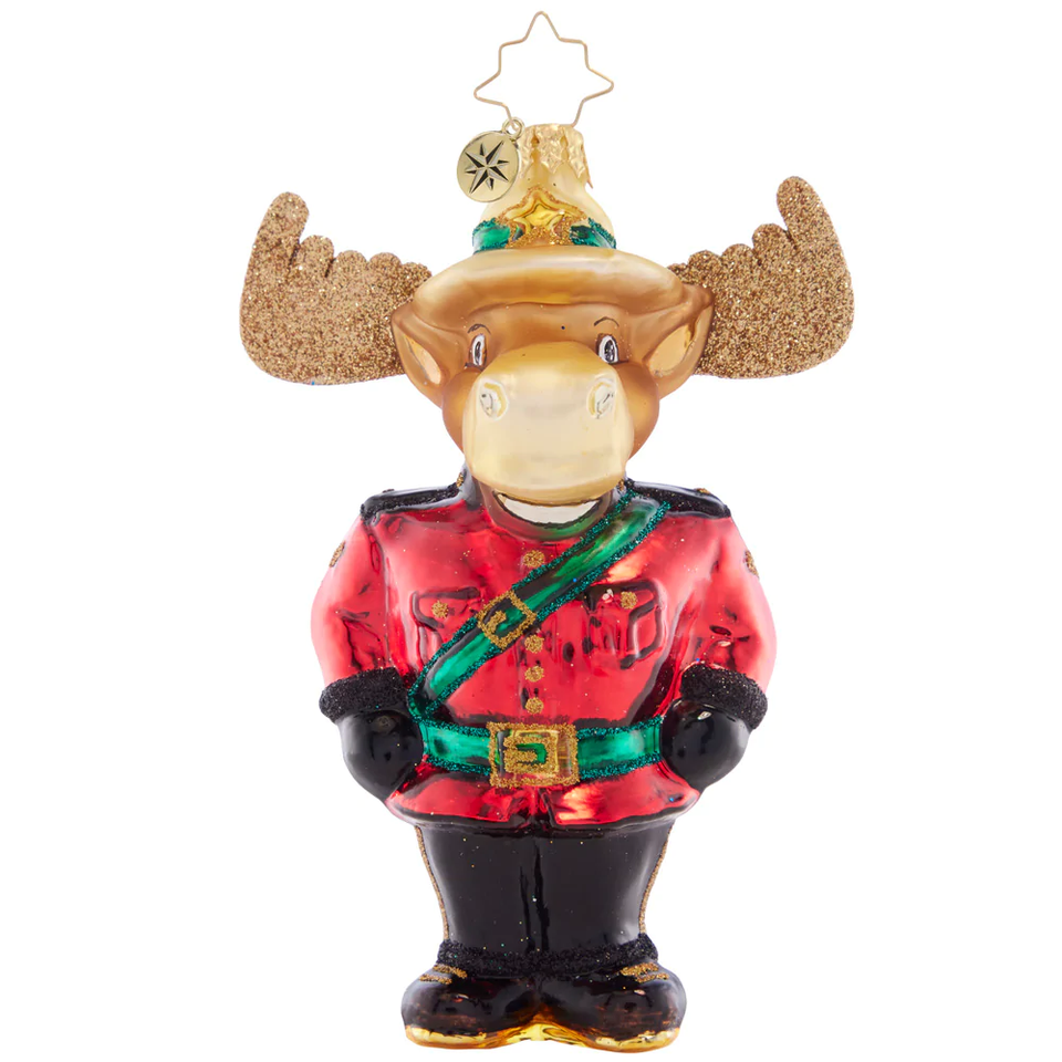 Christopher Radko Mountie Bruce Moose Glass Christmas Ornament 1021494 | Christmas Central