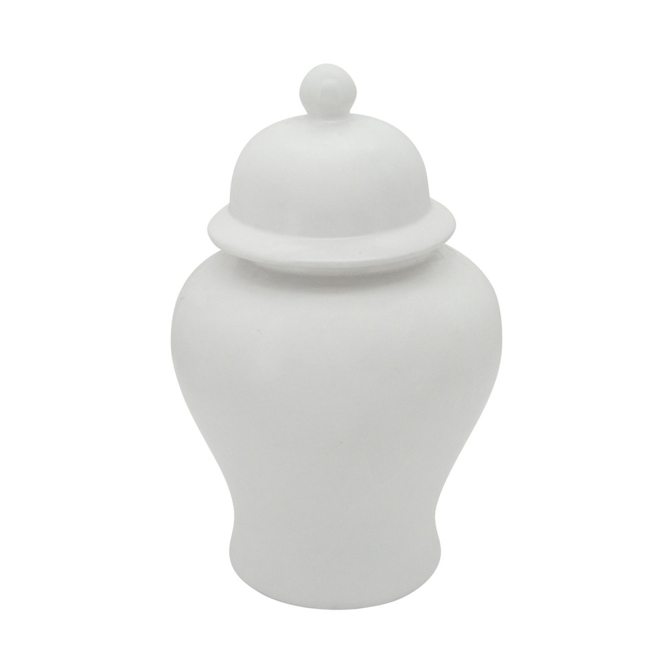 18" Matte White Solid Ceramic Temple Jar | Christmas Central