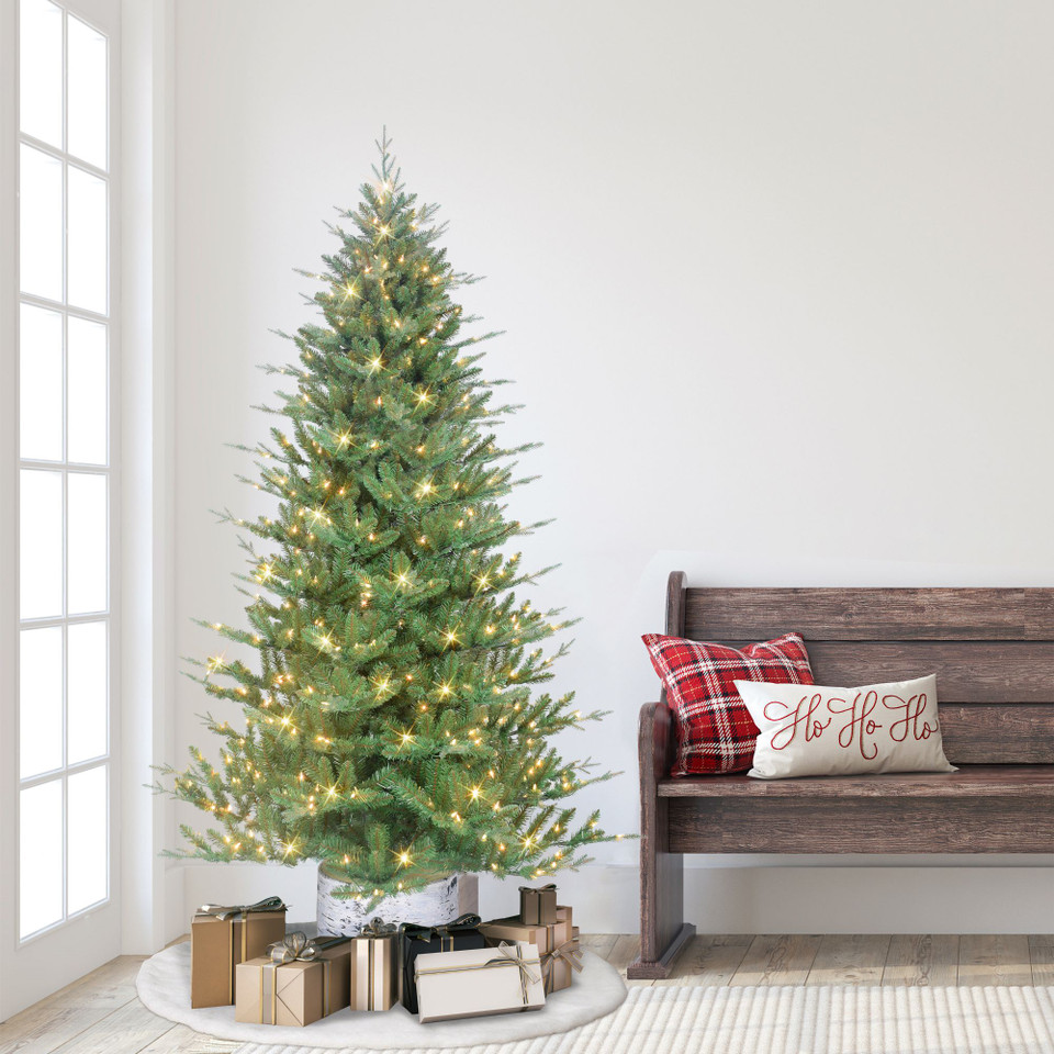 Pre-lit Potted Pine Medium Artificial Christmas Tree - 6.5’ - Clear ...