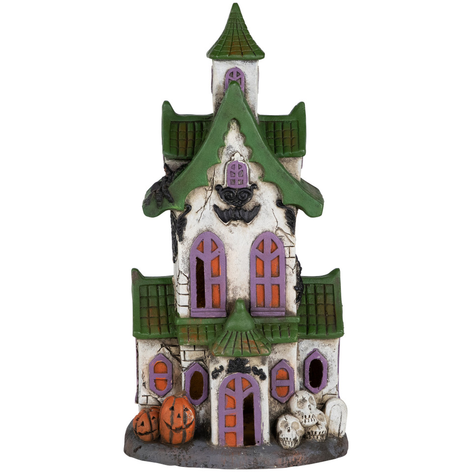 LED Lighted Haunted House with Skulls Halloween Decoration - 22.75 ...