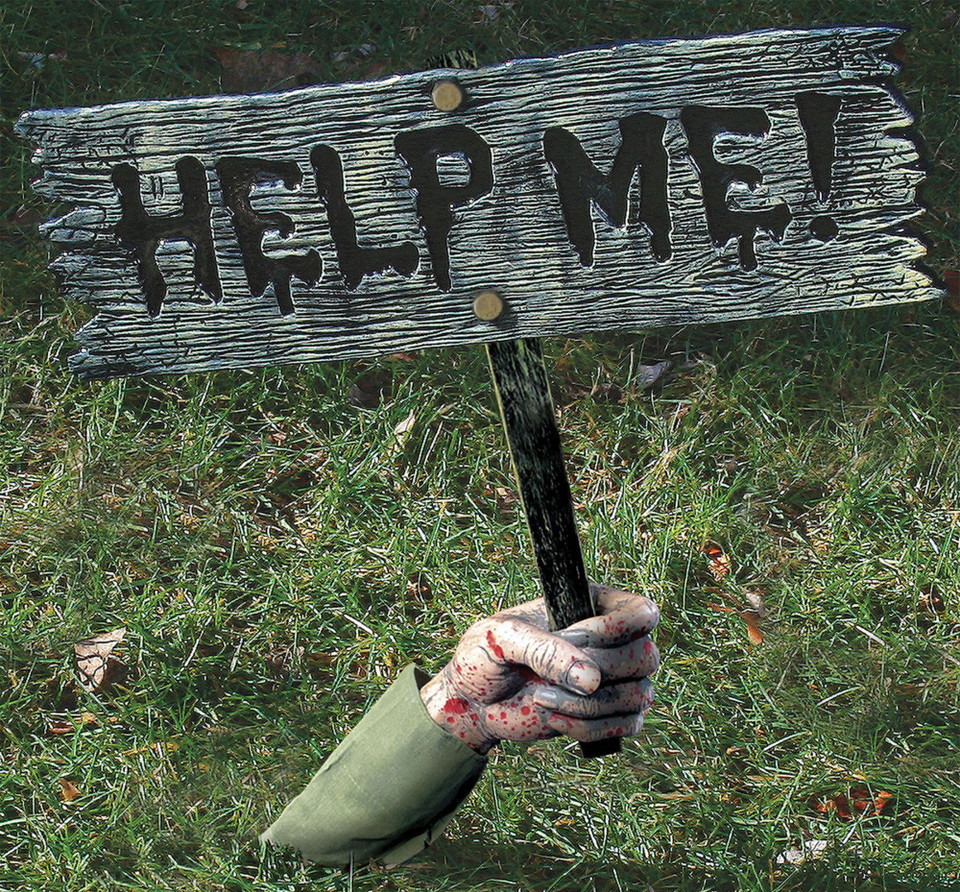 Zombie Arm Holding a "Help Me!" Sign Outdoor Halloween Yard Decoration ...