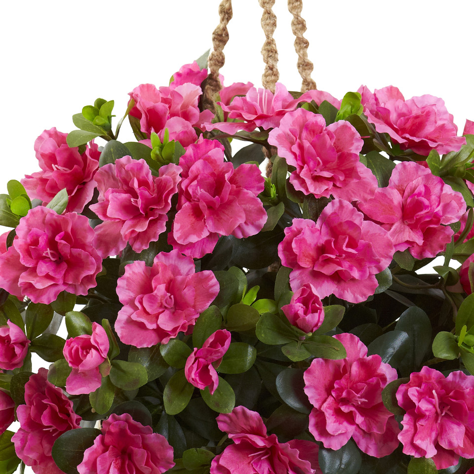 28" Pink Azalea Artificial Silk Flower with Hanging Basket | Christmas ...