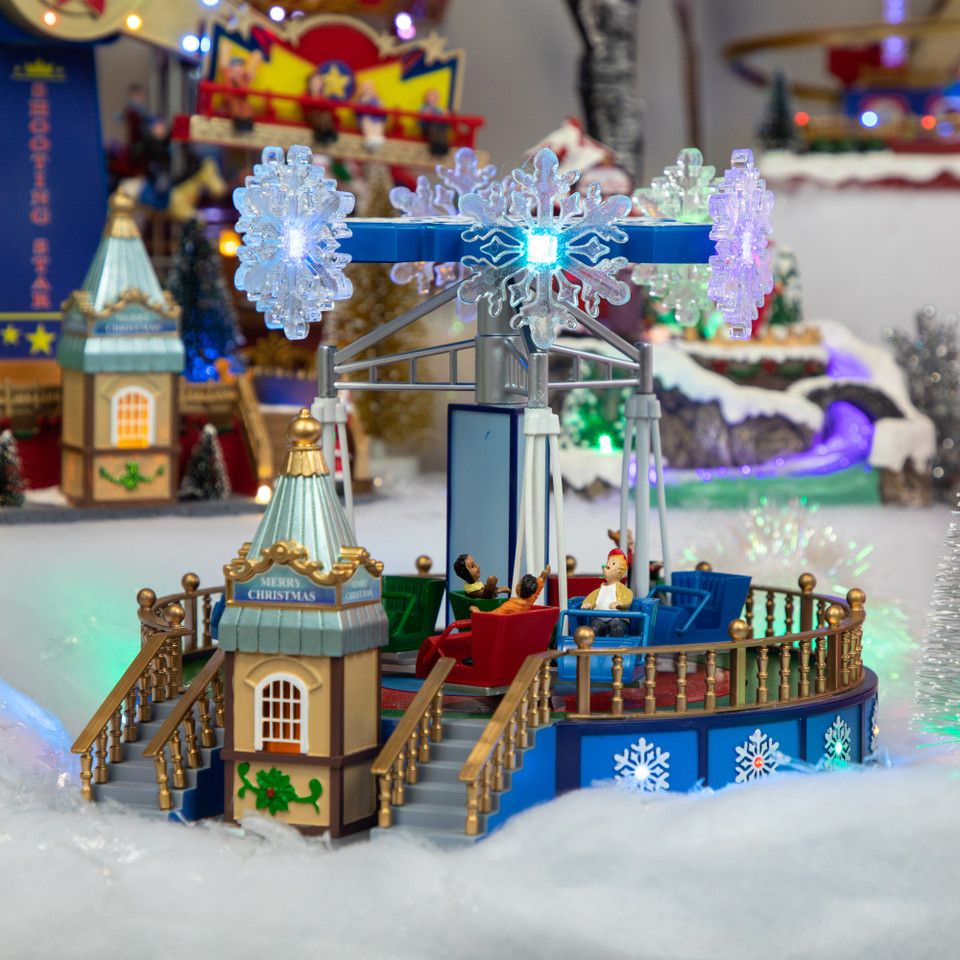 LED Lighted Animated & Musical Carnival Ride Christmas Village Display ...