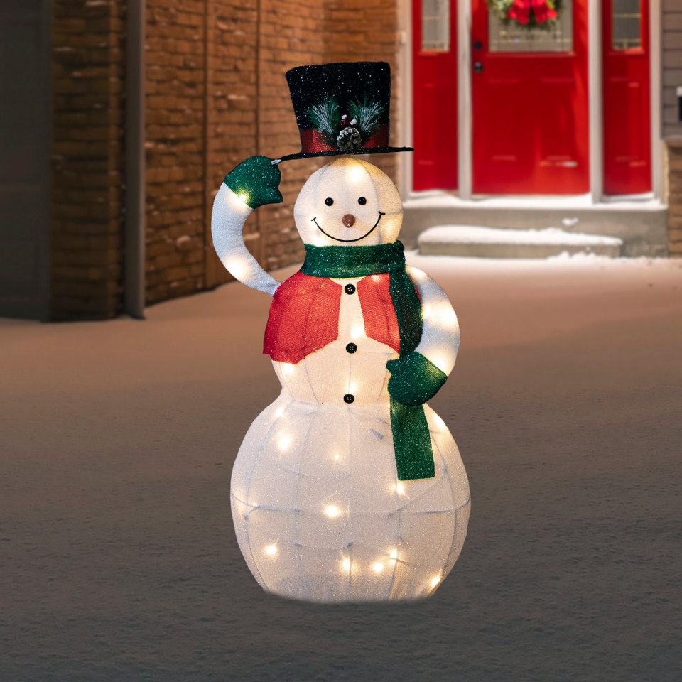 LED Lighted & Animated Tipping Hat Snowman Outdoor Christmas Figure ...