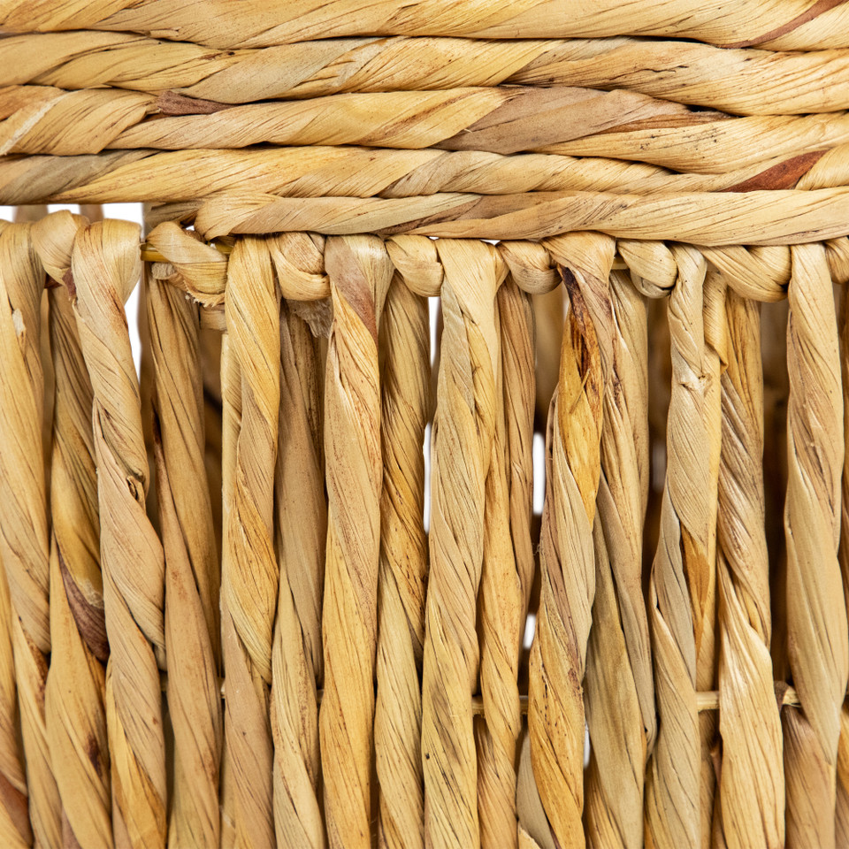 Set of 3 Textured Woven Water Hyacinth Rustic Storage Baskets with ...