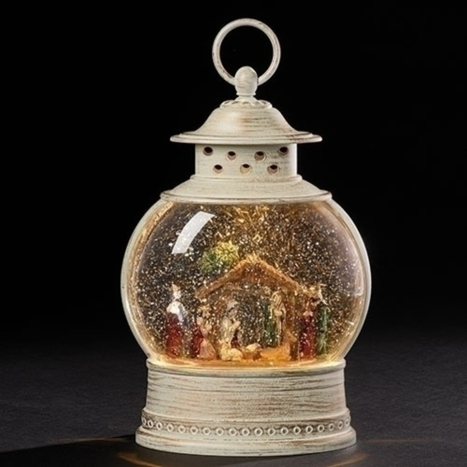 10" LED Lighted Nativity Scene Christmas Snow Globe Lantern | Christmas ...