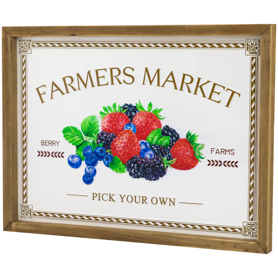 Farmers Market Framed Metal Wall Sign - 15.75" | Christmas Central